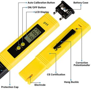 Digital pH Meter, ±0.01 High Accuracy Water Quality Tester Pen with 0-14 pH Measurement Range,for Household Drinking Water, Swimming Pool,Aquarium and Fishpond Water,pH Tester Design with ATC