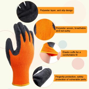 Syhood Heat Resistant Gloves, 3 Pairs, Orange and Black, Polyester Material, 6 Count, Unisex