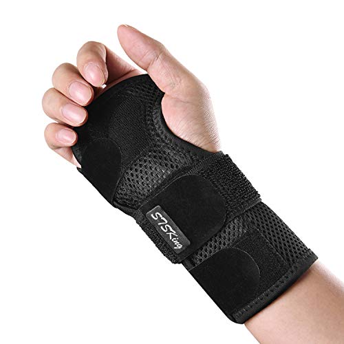 BraceFun Wrist Brace for Carpal Tunnel - Adjustable Wrist Support Brace with Splints Right Hand - Hand Support Removable Metal Splint and to Help Night Sleep Relieve and Treat Wrist Pain, Sports