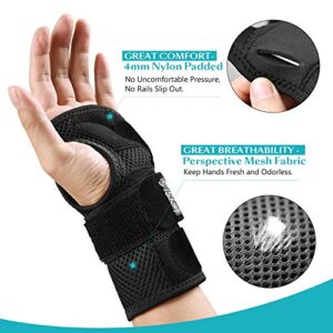 BraceFun Wrist Brace for Carpal Tunnel - Adjustable Wrist Support Brace with Splints Right Hand - Hand Support Removable Metal Splint and to Help Night Sleep Relieve and Treat Wrist Pain, Sports