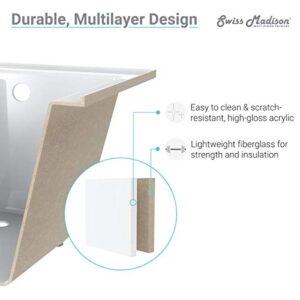 Swiss Madison Well Made Forever SM-AB560, Concorde 60 in. x 32 in. Acrylic Glossy White, Alcove, Integral, Right-Hand Drain, Apron Bathtub