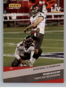 2021 panini super bowl lv champions #30 ryan succop tampa bay buccaneers nfl football trading card that celebrates the tampa bay buccaneers superbowl championship.