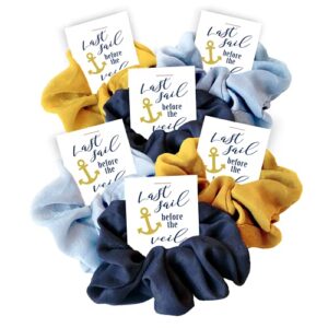 last sail before the veil bachelorette party favors, hair scrunchies, nautical bridal shower supplies - 6 pack