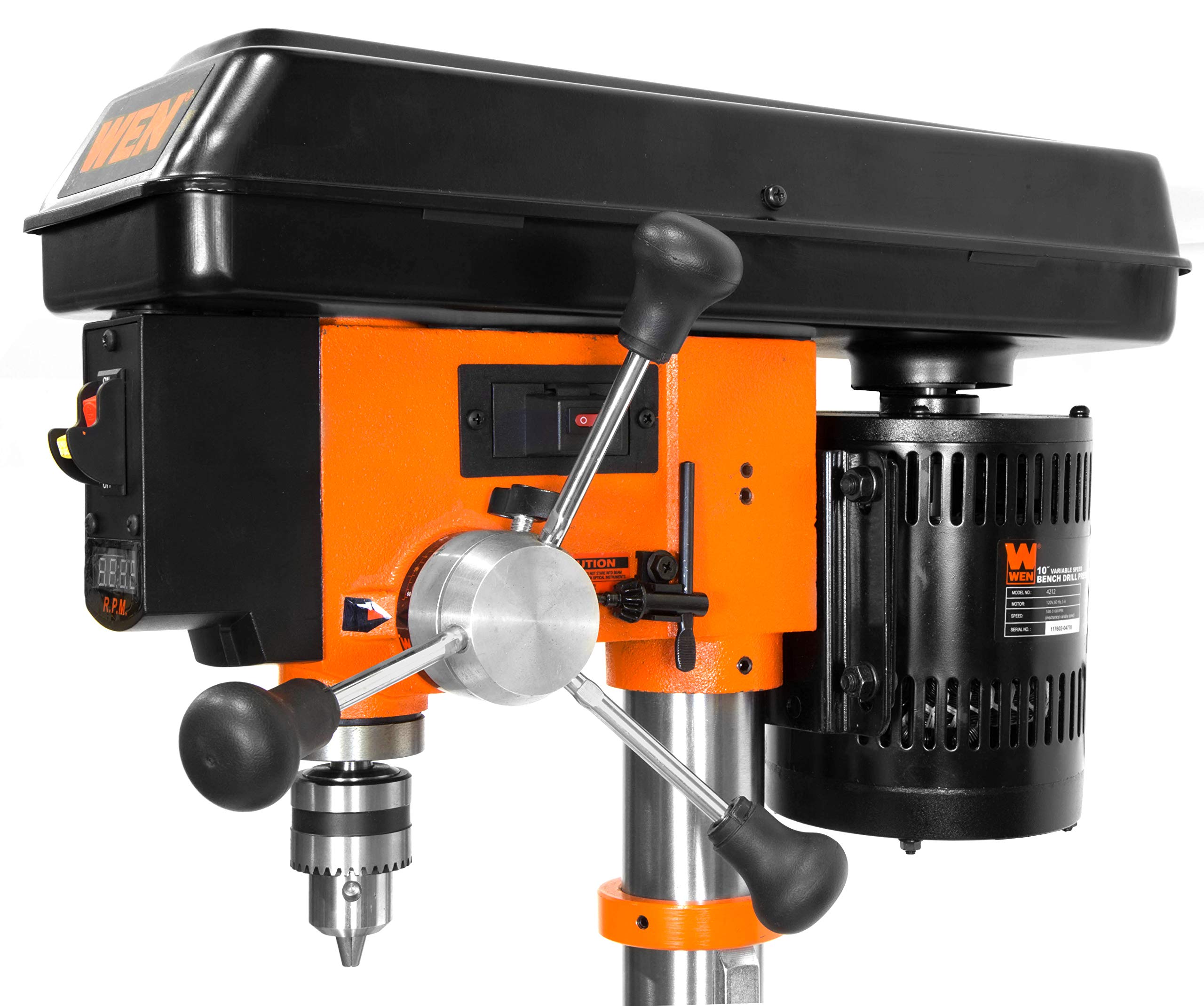 WEN 4212T 5-Amp 10-Inch Variable Speed Cast Iron Benchtop Drill Press with Laser