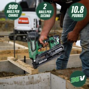 Metabo HPT 36V MultiVolt™ Cordless Forming Nailer | 21 Degree Duplex Nail, up to 3-1/2-Inch | 1-36V Battery + Charger | NR3675DD