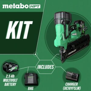 Metabo HPT 36V MultiVolt™ Cordless Forming Nailer | 21 Degree Duplex Nail, up to 3-1/2-Inch | 1-36V Battery + Charger | NR3675DD