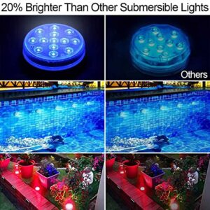 Sunyel Submersible LED Pool Lights, Battery Operated Color Changing Underwater LED Light Waterproof with Remote (2 Packs)