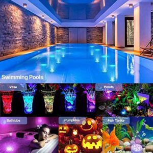 Sunyel Submersible LED Pool Lights, Battery Operated Color Changing Underwater LED Light Waterproof with Remote (2 Packs)