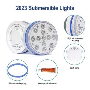 Sunyel Submersible LED Pool Lights, Battery Operated Color Changing Underwater LED Light Waterproof with Remote (2 Packs)