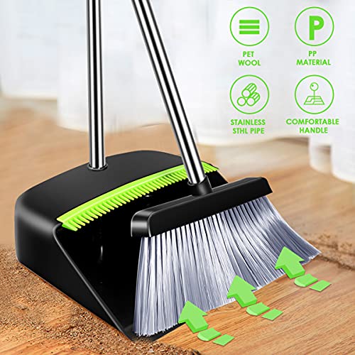 FlyBanboo Broom and Dustpan, Dustpan and Broom Set, Long Handle Broom Set Can be Used in Home Kitchen Room Office Lobby Broom Combo