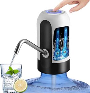 water bottle dispenser, wate pump 5 gallon water dispenser automatic drinking water pump water jug dispenser smart usb rechargeable water jug pump dispenser switch for universal 5 gallon bottle -white