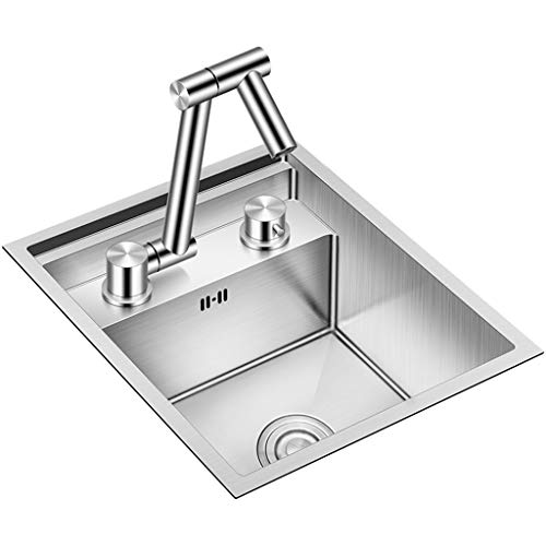 LiLiNaShop Drop-in Kitchen Sink,17-Inch Undermount Workstation Invisible Sink,18 Gauge Stainless Steel Single Groove Suit with Foldable Faucet,for Kitchen,Bar,Travel Trailer