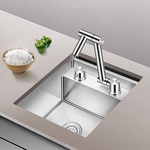 LiLiNaShop Drop-in Kitchen Sink,17-Inch Undermount Workstation Invisible Sink,18 Gauge Stainless Steel Single Groove Suit with Foldable Faucet,for Kitchen,Bar,Travel Trailer