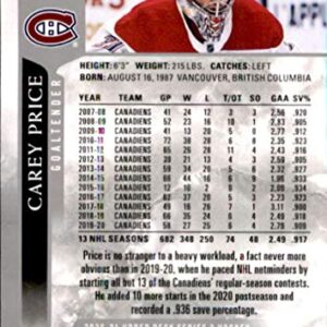 2020-21 Upper Deck #353 Carey Price Montreal Canadiens Hockey Card