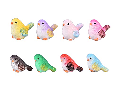 HoneyToys 8pcs Resin Mini Birds, Miniature Figurines, Fairy Garden Accessories, Fairy Garden Supplies, Fairy Garden Animals for Fairy Garden, Plant Pots, Bonsai Craft Decor