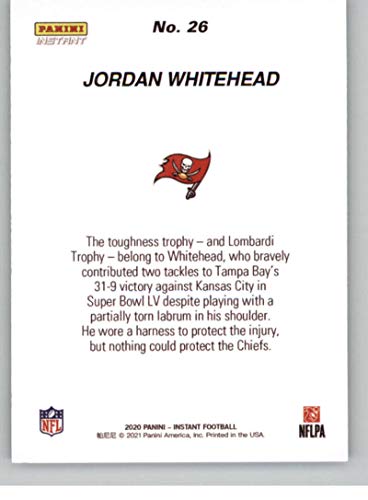 2021 Panini Super Bowl LV Champions #26 Jordan Whitehead Tampa Bay Buccaneers (2020 NFL Season Champs - Panini Instant) NFL Football Card NM-MT