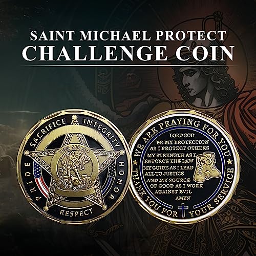 BHealthLife US Police Department Challenge Coin Saint Michael Protect Law Enforcement Policeman's Prayer