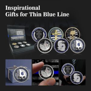 BHealthLife United States Police Department Law Enforcement Officers Challenge Coin Gift Box with 6 Police Coins