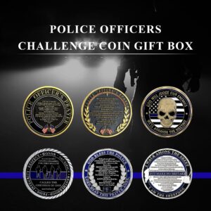 BHealthLife United States Police Department Law Enforcement Officers Challenge Coin Gift Box with 6 Police Coins