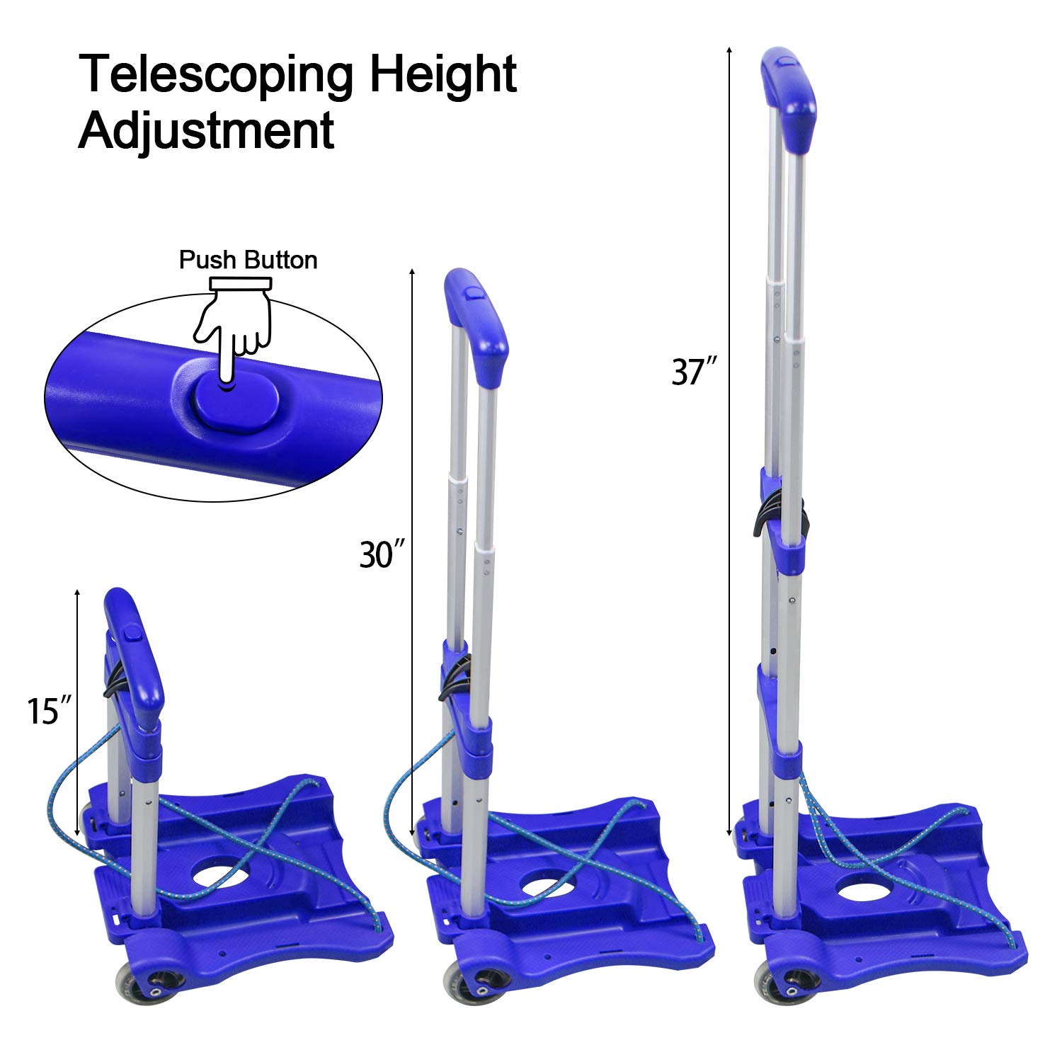 Sutekus Folding Hand Truck and Dolly 110-lbs Lightweight Portable Luggage Cart for School Travel Office Moving (Blue)