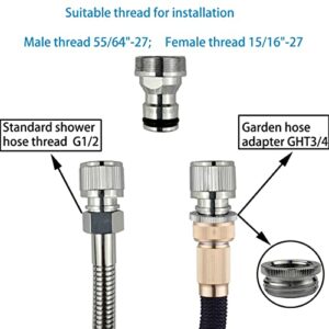 G-Sunny Quick Connector Faucet Mount, Polished Brass, 3/4 inch GHT Garden Hose Adapter, Double Thread, Easy Installation