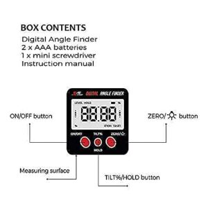 Digital Angle Finder Tool 7 Inch / 180 mm with Pouch/Digital Angle Finder Gauge with Magnetic Base and Backlight Bundle for Woodworking Measurement, Angle Measuring Tool by S&F STEAD & FAST