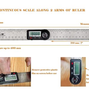 Digital Angle Finder Tool 7 Inch / 180 mm with Pouch/Digital Angle Finder Gauge with Magnetic Base and Backlight Bundle for Woodworking Measurement, Angle Measuring Tool by S&F STEAD & FAST