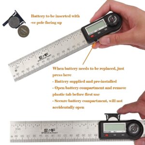 Digital Angle Finder Tool 7 Inch / 180 mm with Pouch/Digital Angle Finder Gauge with Magnetic Base and Backlight Bundle for Woodworking Measurement, Angle Measuring Tool by S&F STEAD & FAST