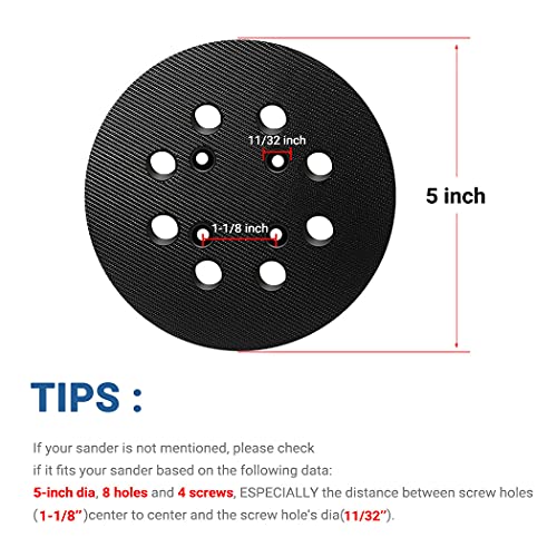 KONIGEEHRE Replacement for 5 Inch 8 Hole Hook and Loop Sander Backing Pads Ridgid R2600 and R2601, Craftsman 315.112170, Ryobi RS290, Milwaukee 6021-21 Random Orbit Sanders (3 Pack)