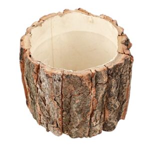 cabilock bonsai pot wood flower container bark flower pot small wooden bucket barrel planters rustic flower planters for indoor home decor small plants holder 12x12x10cm pots for succulents