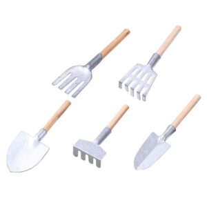 5pcs mini garden tool set, bonsai flower mini shovels multi- function shovels gardening tool decors transplanting tools miniature planting gardening tool set for indoor