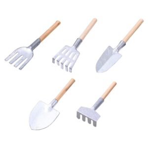 5Pcs Mini Garden Tool Set, Bonsai Flower Mini Shovels Multi- Function Shovels Gardening Tool Decors Transplanting Tools Miniature Planting Gardening Tool Set for Indoor