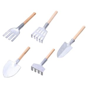 5Pcs Mini Garden Tool Set, Bonsai Flower Mini Shovels Multi- Function Shovels Gardening Tool Decors Transplanting Tools Miniature Planting Gardening Tool Set for Indoor