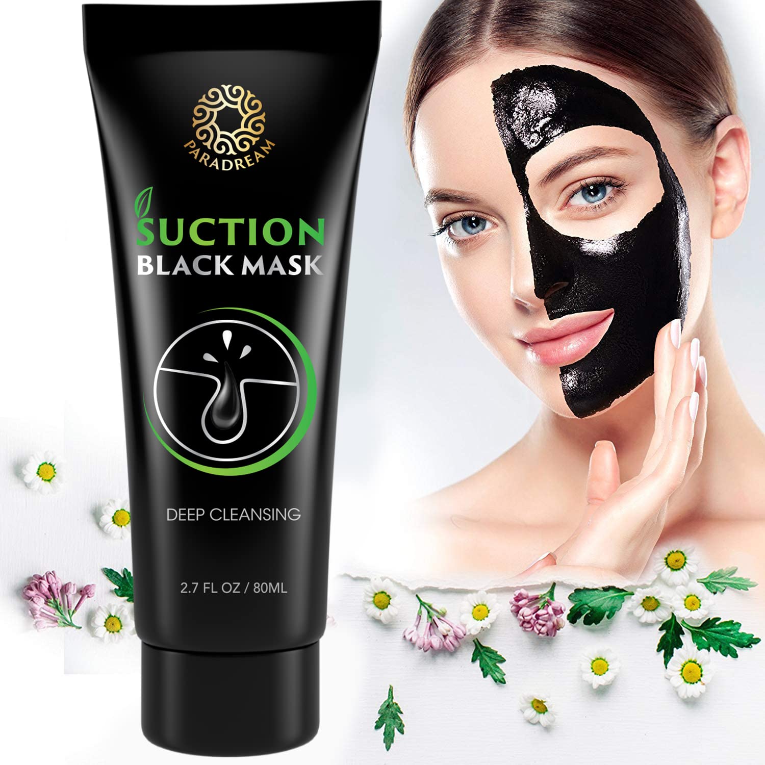 PARADREAM Blackhead Remover Mask, 80ML Purifying Peel Off Mask Remover Mask, Charcoal Face Mask for Deep Cleansing Blackheads, Dirts, Pores (Green)