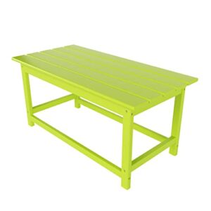 westintrends malibu outdoor coffee table, 35" x 17.5" all weather poly lumber patio adirondack coffee table for garden lawn porch balcony, lime