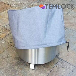 Temlock Cover Compatible with Breeo Fire PitxSeries 24 or Double Flame 24-Fits Standard or Sear Plate Model-Outdoor Water-Resistant Fire Bowl Protective Cover FPC-2400,Gray,24-inch fire pit