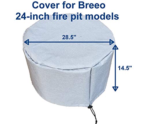 Temlock Cover Compatible with Breeo Fire PitxSeries 24 or Double Flame 24-Fits Standard or Sear Plate Model-Outdoor Water-Resistant Fire Bowl Protective Cover FPC-2400,Gray,24-inch fire pit