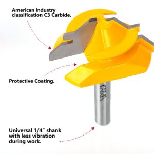 MNA 45 Degree Lock Miter Router Bit 3-Piece Set, for 1/2”, 5/8”, 3/4” Cutting Height, 1/4 Inch Shank. Easy to Create Lock Miter Joint