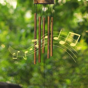 DesGully Solar Wind Chimes, Sun Wind Chime Outdoor Clearance w/Glowing Crackle Glass LED Unique Wind Bells for Outside Waterproof Chimes, Gifts for Her/Him (42" Long Metal Chimes)…