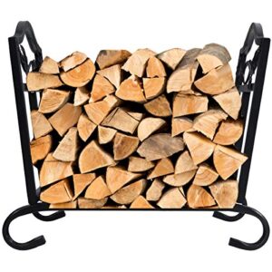 GOFLAME Firewood Log Rack Foldable, Indoor Outdoor Firewood Holder Stacker with Decorative Leaf Pattern and Arched Feet, Patio Firewood Storage Holder for Fireplace Pit