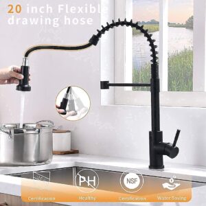 GIMILI Touchless Spring Kitchen Faucet with Deck Plate,Matte Black