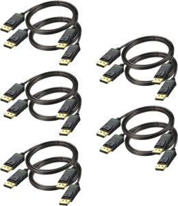 uvooi displayport to displayport cable adapter 6ft 10-pack, 4k display port dp to dp cord 1.2 [4k@60hz, 2k@165hz, 2k@144hz] compatible with all display port devices-black