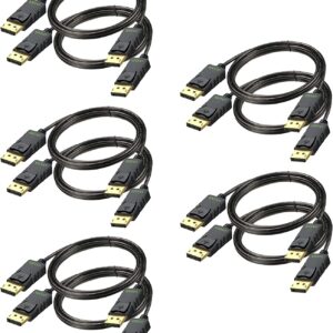 UVOOI DisplayPort to DisplayPort Cable Adapter 6ft 10-Pack, 4K Display Port DP to DP Cord 1.2 [4K@60Hz, 2K@165Hz, 2K@144Hz] Compatible with All Display Port Devices-Black