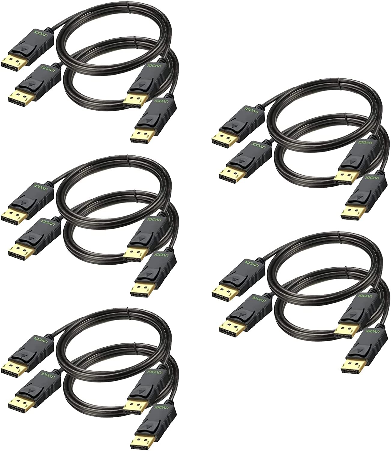 UVOOI DisplayPort to DisplayPort Cable Adapter 6ft 10-Pack, 4K Display Port DP to DP Cord 1.2 [4K@60Hz, 2K@165Hz, 2K@144Hz] Compatible with All Display Port Devices-Black