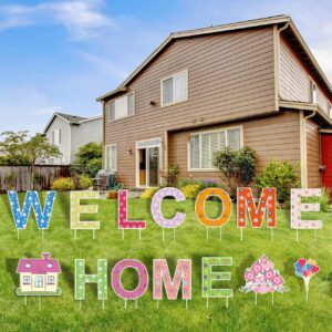 2024 welcome home big size yard signs with fiberglass, family themed family friendly yard decoration signs write custom message & easy installation for courtyard party decorations - set of 14