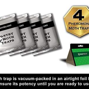 MaxGuard Pantry Moth Traps (4 Traps Trial Pack) Extra Strength Pheromones | Non-Toxic Sticky Glue Trap for Food and Cupboard Moths in Your Kitchen | Trap and Kill Seed Grain Flour Meal Moths |