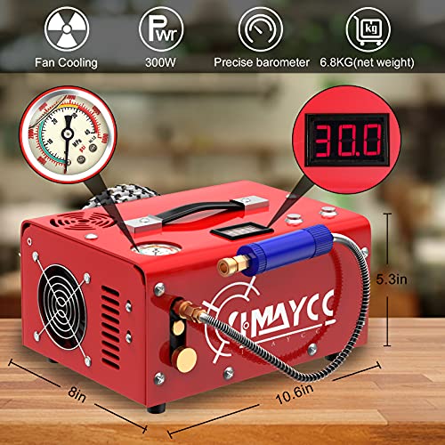 IMAYCC Portable PCP Air Compressor, 4500Psi/30Mpa, 8MM Quick-Connector Compatible for Paintball/pcp air gun/Scuba Tank with Water/Oil Separator,Small air compressor Powered by Car 12V or Home 110V AC