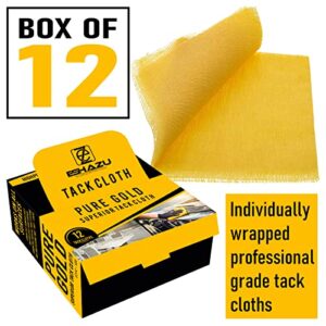 Eshazu Superior Tack Cloths (Box of 12) - Tack Rags for Woodworking and Painters Professional Grade - Removes Dust, Sanding Particles, Cleans Surfaces - Wax and Silicone Free, Anti-Static