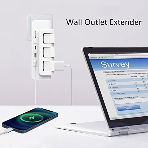 Surge Protector Outlet, Multi Outlet Wall Plug with USB C Ports, 540J, Surge Protector Wall Tap for College, Dorm, Travel, White