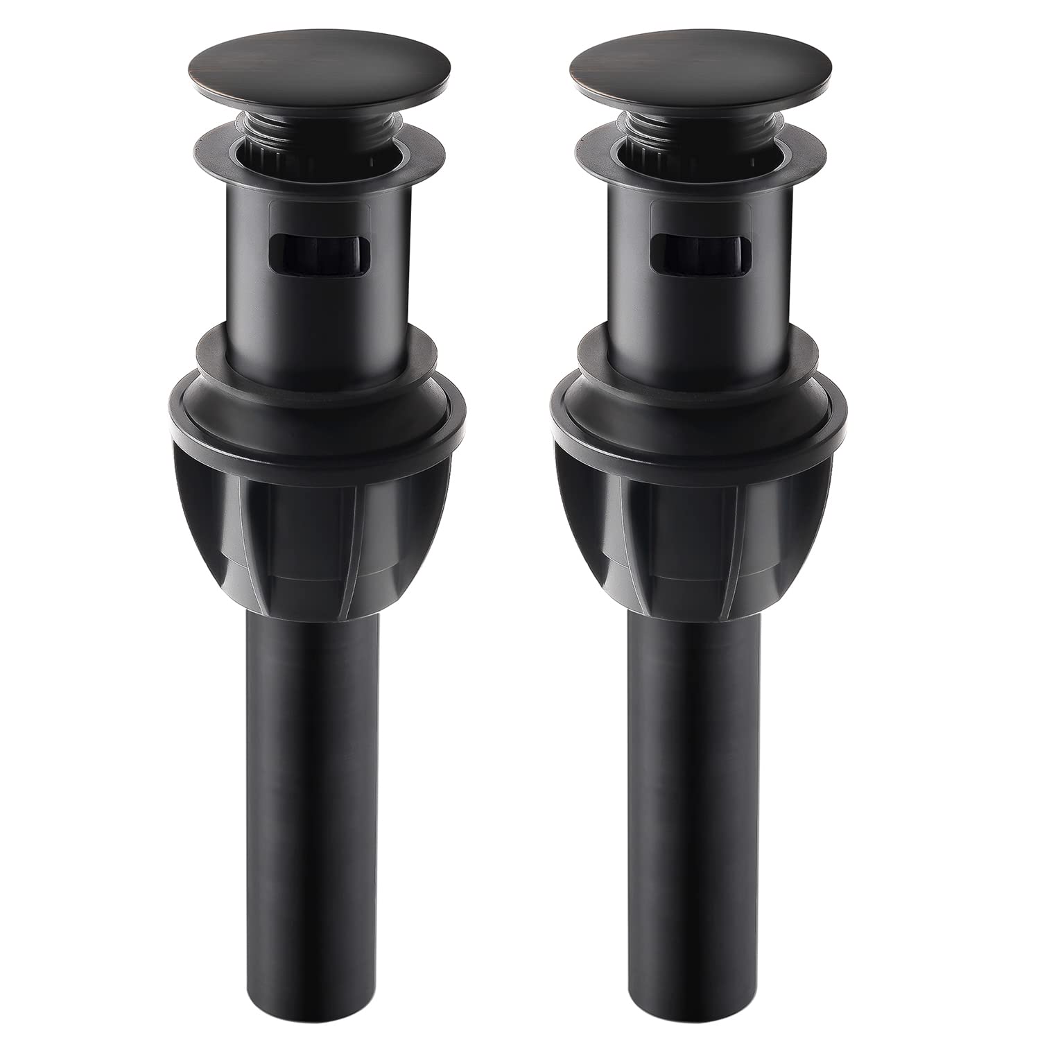 2 Pack Pop up Drain Stopper with Overflow, Push Button Sink Drain for Bathroom Sink Vessel Sink Vanity Sink, Pop up Sink Drain Bathroom Sink Drain, Push Sink Stopper Oil Rubbed Bronze